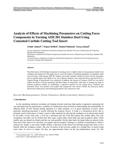pdf analysis of effects of machining parameters on cutting force components in turning aisi