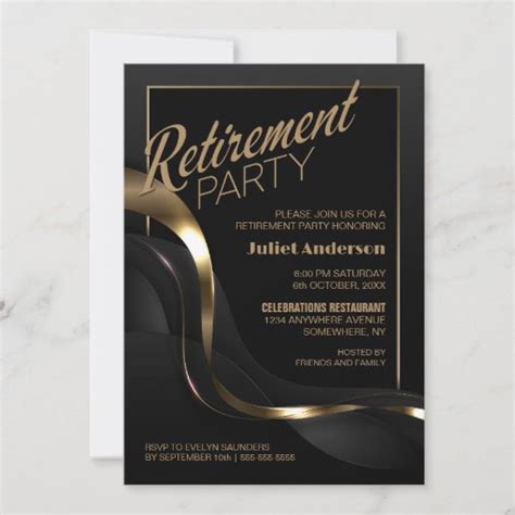 Modern Black Gold Retirement Party Invitation Zazzle