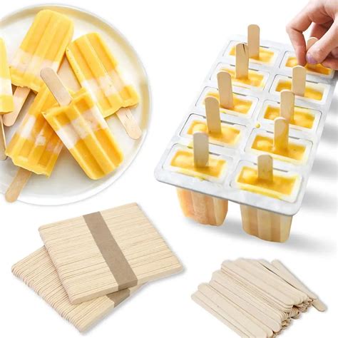 50Pcs Lot Wooden Ice Cream Sticks DIY Handmade Lolly Popsicle Sticks
