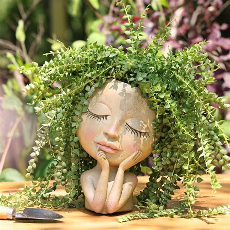 Face Head Planter Succulent Plant Flower Pot Resin Container Etsy Artofit