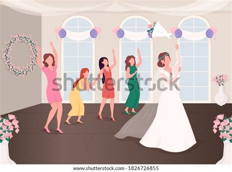 Dibujo tradicional de vectores de color plano Recepción de bodas Acto