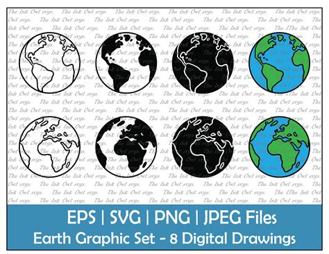Planet Earth Globe Vector Clipart Contorno Sello De Silueta México
