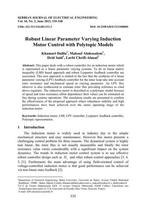 pdf robust linear parameter varying induction motor control · robust linear parameter