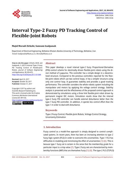 pdf interval type 2 fuzzy pd tracking control of flexible joint robots