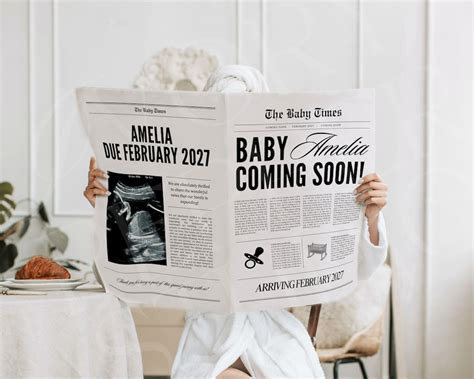 Canva Newspaper Pregnancy Announcement Large Newspaper Baby
