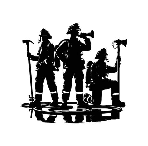 Firefighters Pose Vector Silhouette Illustration Premium AI Generated