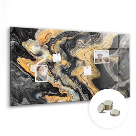 Tablica Szklana z Magnesami i do Pisania 120x60 cm Złoty marmur