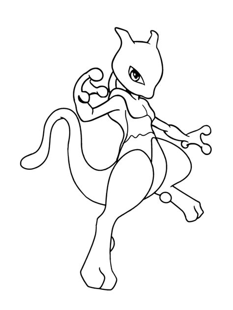 Legendäre Mewtu Pokémon Färbung Seite Kostenlose druckbare