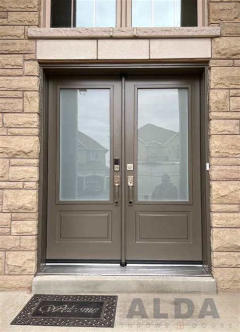 Black Front Door With Full Glass Inserts Steel Door