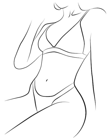 Desenhando Uma Linha Do Corpo Feminino Figura Feminina Vetor Premium