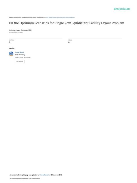 on the optimum scenarios for single row equidistant facility layout problem pdf mathematical