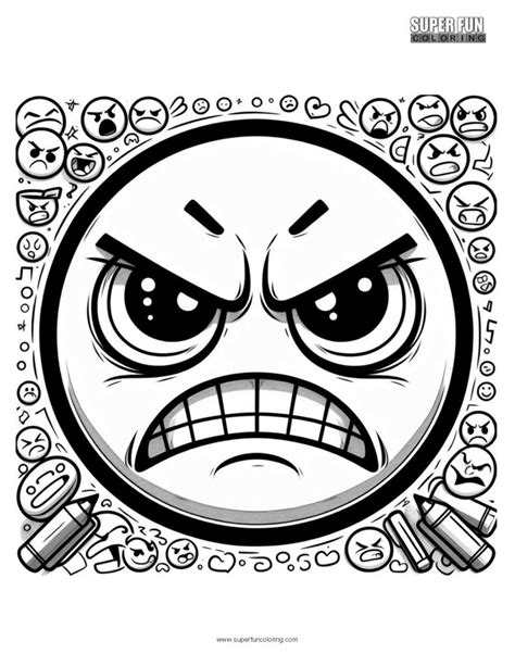 Angry Emoji Coloring Page Super Fun Coloring