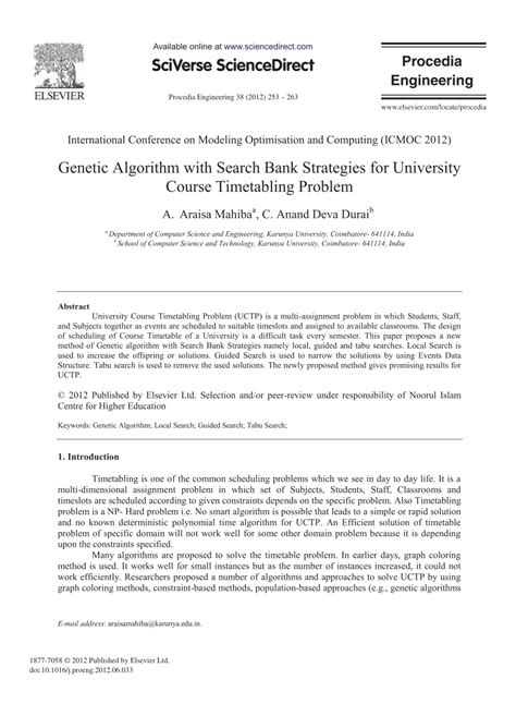 pdf genetic algorithm with search bank strategies for university course timetabling problem