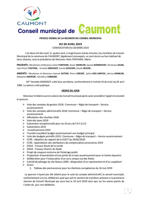 Calaméo 190404 Pv Conseil Municipal