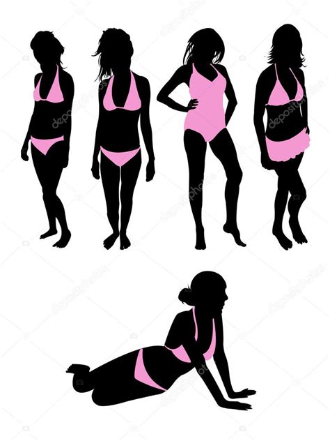 Chicas Silueta Bikini Rosa Vector De Stock Lemony The Best Porn Website