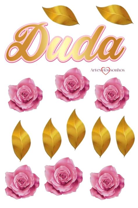 Topo de bolo rosa e dourado personalizado Festa de aniversário