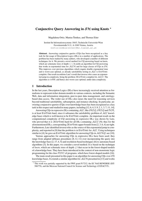 pdf conjunctive query answering in sh using knots