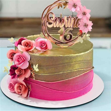 Bolo De Anivers Rio Feminino Moderno Personalizado Simples Rosa
