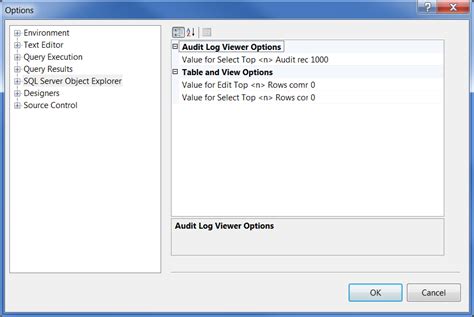 SQL Management Studio Change Select Rows And Edit Rows Amount
