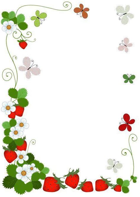 Te invito a celebrar mi cumpleaños Strawberry crafts Floral border