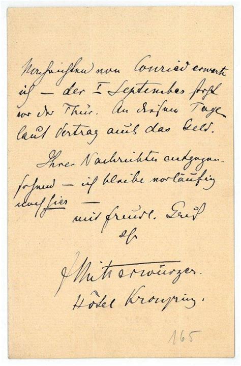 Eigenh Brief Mit U Von Mitterwurzer Friedrich Schauspieler
