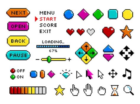 Pixel spieltaste 8 bit kunstsammlung für spiele ui schnittstellengrafik
