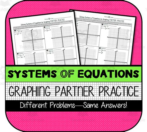 systems of equations graphing partner practice by teach simple