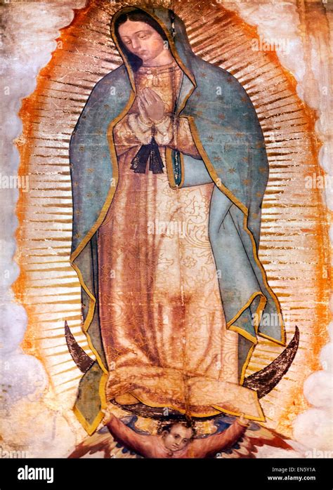 Original Virgin Mary Guadalupe Painting Mexico City Mexico Stock Photo