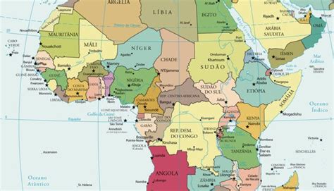Mapa da África Mapa político atual países capitais e idiomas Mapa