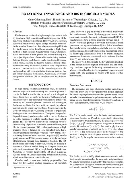 pdf rotational invariance and ibs in circular modes