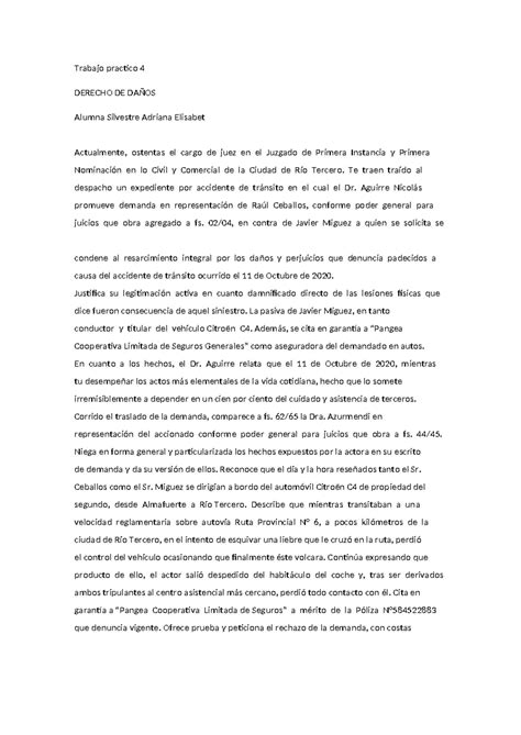 Derecho De Da Os Tp Trabajo Practico Derecho De Da Os Alumna
