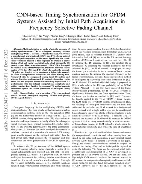 pdf cnn based timing synchronization for ofdm systems assisted by initial path acquisition in