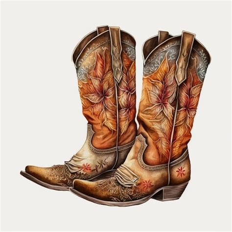 Premium AI Image Cowboy Boots With Flowers Painted On Them Are Shown