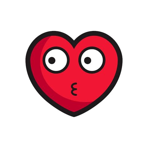 Coeur Rouge Sur Fond Blanc En Style Dessin Animé Carte Postale Du 14