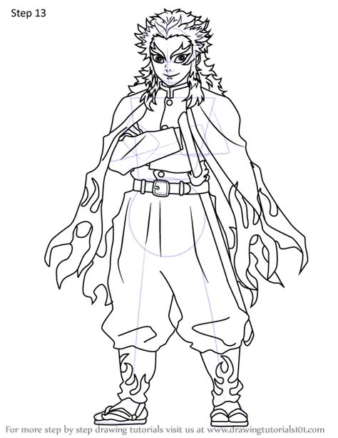 Step By Step How To Draw Kyojuro Rengoku From Demon Slayer