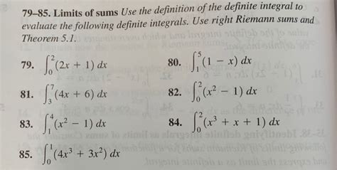solved 79 85 limits of sums use the definition of the