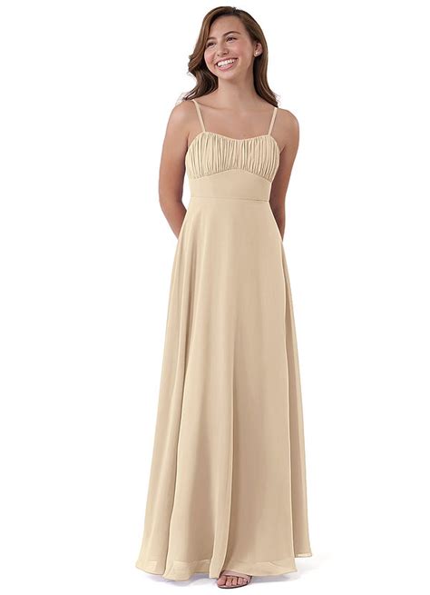 Champagne Azazie Breonna JBD Junior Bridesmaid Dresses Azazie