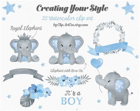 Elephant Boy clip art acuarela Acuarela bebé cacahuete Etsy México