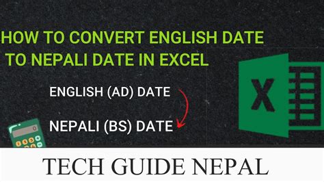 how to convert english date to nepali date in excel video in nepali language youtube