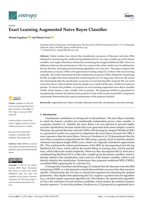 pdf exact learning augmented naive bayes classifier