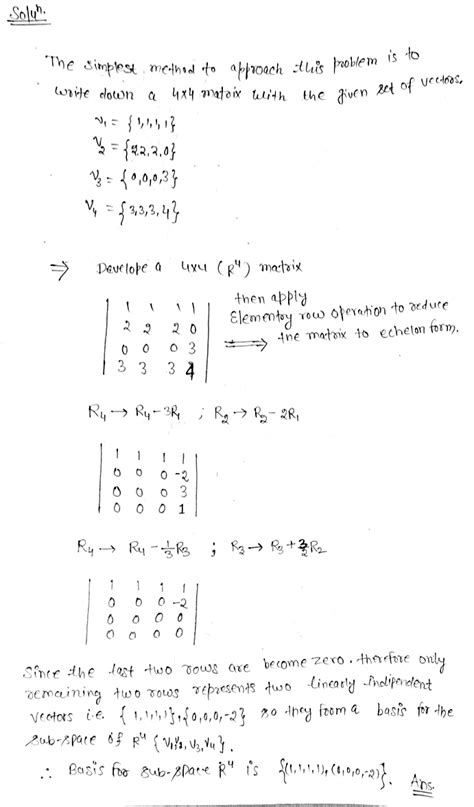 [solved] find a basis for the subspace of r 4 spanned by the set of vectors course hero