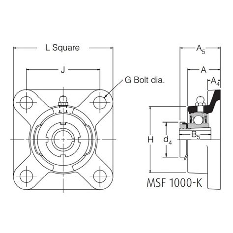MSF1045 40K RHP 4 Bolt Square Cast Iron Flange Bearing Unit With