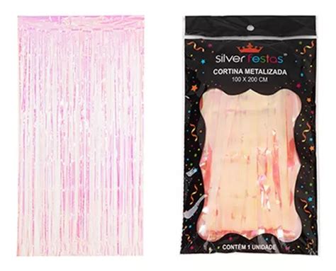 Cortina Metalizada Furtacor Rosa Claro 1mx2m Silver Festas MercadoLivre