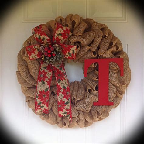 Burlap Wreath With Poinsettia Ribbon Everything Came From My Favorite