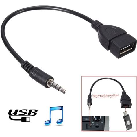 3 5mm Mâle Audio AUX Jack Vers USB 2 0 A Femelle Convertisseur