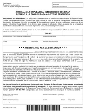 Completable En línea Oficina de la DWC encargada del reclamo Fax Email
