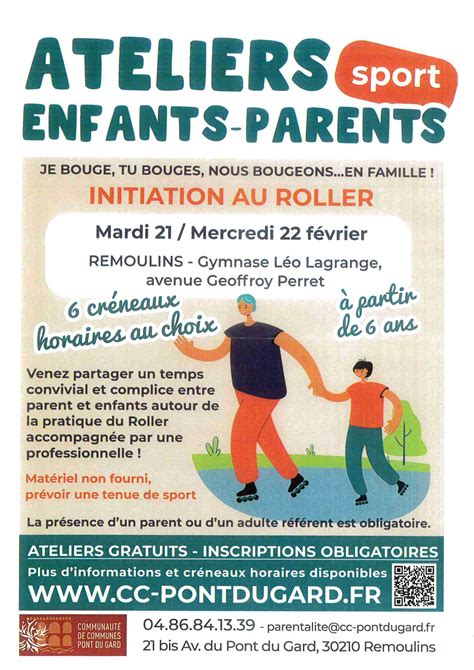 Ateliers Enfants Parents SPORTS Initiation Au Roller Les 21 Et 22