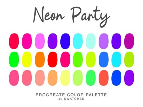 Neon Procreate Color Palette IPad Procreate Illustration Color