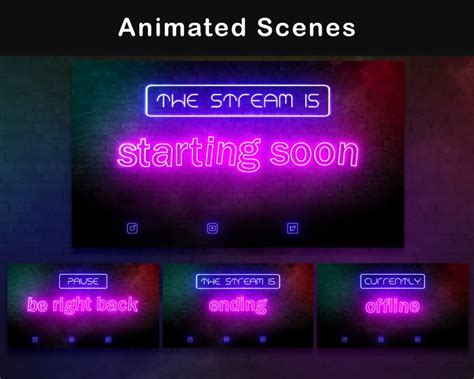 Animated Stream Package Neon Twitch Overlay Pink Animated Etsy