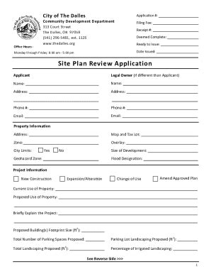 Fillable Online Site Plan Review Application Thedalles Org Fax Email